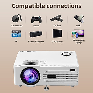 MOSECO 2022 Upgraded 7500Lumens Mini Projector, Full HD 1080P & 200" Display Supported, Portable Movie Projector Compatible with Phone, TV Stick, PS4, HDMI, AV, Dual USB [Tripod Included]