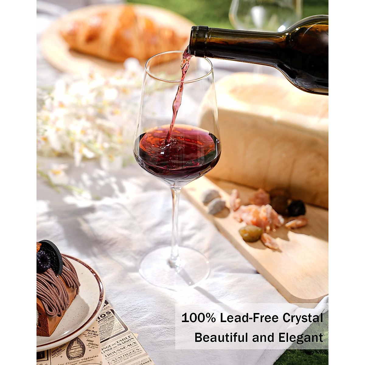 JBHO Polishing Cloth, Wine Glasses Polishing Cloths and 17 oz Lead-Free Wine Glasses Set of 6