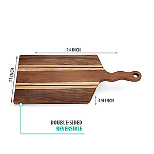 TeakCraft Walnut Cutting Board for Kitchen with Handle, Serving Tray, Bread Tray, Crackers Platter, Cheese Board, Chopping Board for Meat, Knife Friendly, The Lamia(24x11x0.75 inch)