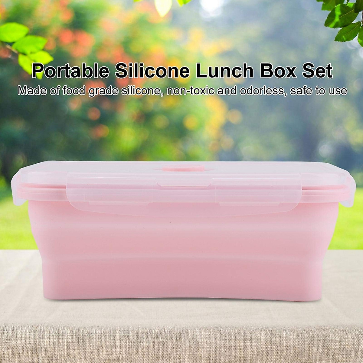 Haofy Silicone Food Storage Containers, Rectangle Lunch Boxes Collapsible Containers for Picnic Travel, Microwave Freezer Dishwasher (1200ml)