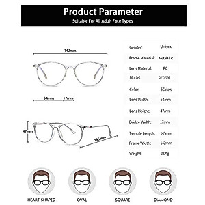 Dalfand Blue Light Blocking Glasses - Women/Man 3Pack Round Frame Computer/Reading/Gaming Blue Light Glasses Non Prescription (c3)