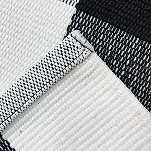 USTIDE Buffalo Plaid Rug 8x10Ft Black and White Checker Area Rug Cotton Woven Indoor Carpet for Living Room Bedroom Dining Room Washable Outdoor Patio Rugs Farmhouse Rug