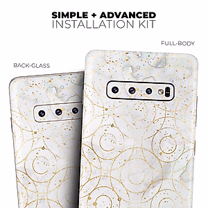 DesignSkinz Karamfila Watercolor & Gold V8 Protective Vinyl Decal Wrap Skin Cover Compatible with The Samsung Galaxy S20 (Screen Trim & Back Glass Skin)