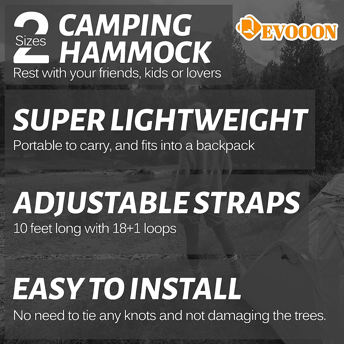 Camping Hammock for Outside,Double Hammock with Tree Straps(18+1Loops) 210T Nylon Parachute Lightweight Portable Hammock for Outdoor Travel,Hiking,Backpacking,Hunting,Outdoor,Beach,Camping Gear-660LBS