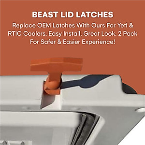 Beast Cooler ACCESORIES 2-Pack Ice Chest Replacement Lid Latches Compatible with Yeti and RTIC Hard Coolers - Strong, Ergonomic Cooler Latch Replacement - Burnt Orange