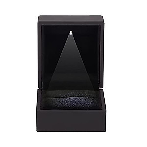 2 Pieces Ring Earring Gift Box with LED light, Elegant Velvet Ring Case Jewelry Display for Proposal, Engagement, Wedding, Gift (Black)