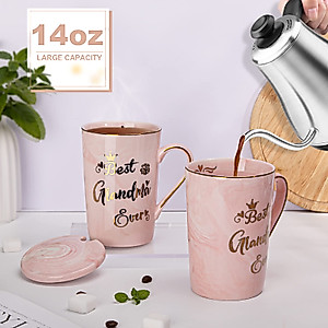 Grandma Gifts - Birthday Gifts for Grandma - Best Grandma Ever Mug - Unique Birthday Mothers Day Gifts Ideas for Grandma, Grandmother - Marble Ceramic Grandma Coffee Mug Print with Gold 14oz Pink