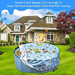 Docuwee Foldable Round Dog Kids Swimming Pool Cover, for 48" Collapsible Outdoor Pool, PVC Coating Waterproof and UV Protection, Leakproof Washable Kiddie Dog Small Pool Cover