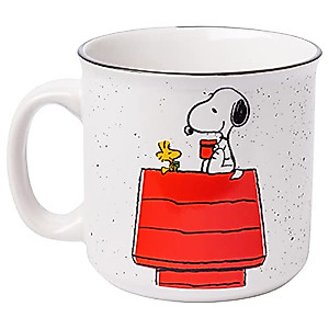 Silver Buffalo Peanuts Snoopy and Woodstock Get Cozy Ceramic Camper Mug, 20 Ounces