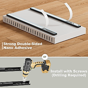 GoMaihe Pull-out Pots and Pans Organizer 2 Pack - Under Cabinet Pot Lid Holder for Kitchen - Bakeware & Dishes Storage Rack with Slide Rails - Multi-purpose Silde-out Drawer - Easy to Clean - White