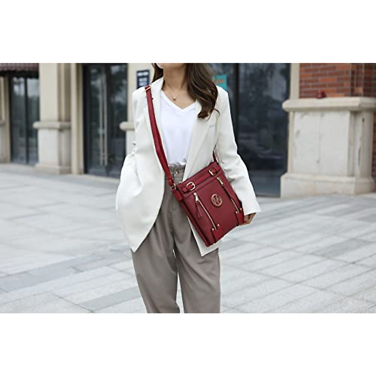 MKF Crossbody bag for women Vegan leather Crossover Designer messenger Purse