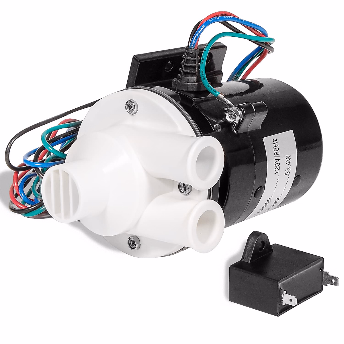 Pump Motor Assembly Replacement for Hoshizaki PA0613 Ice Machine Water Pump, Includes Run Capacitor and Wire Leads 120V 60Hz 10W 0.4 Amp