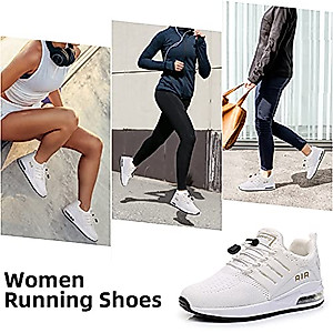 BOGOVER Womens Lightweight Air Running Shoes, Breathable Gym Jogging Running Tennis Sneakers with Air Cushion,No Tie White 7.5