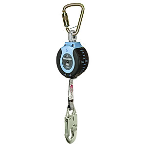 FallTech 82706SB4 DuraTech 6' Compact Web SRL - Steel Carabiner with Captive Pin Housing Connector, and Aluminum Snap Hook leg-end Connector, 6', Blue