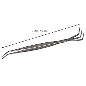 KSTEE Bonsai Rake Tools, 2 in 1 Stainless Steel Bonsai & Gardening Tool Root Rake + Tweezers