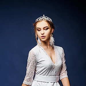 Gortin Crystal Tiara Crown Silver Princess Crown for Birthday Rhinestones Headbands Bride Wedding Headpieces