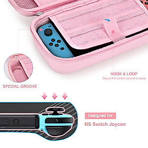 innoAura Switch Case for NS Switch 19 in 1 Switch Accessories Bundle with Switch Carrying Case, Switch Game Case, Switch Screen Protector, Switch Stand, Switch Thumb Grips (Pink)
