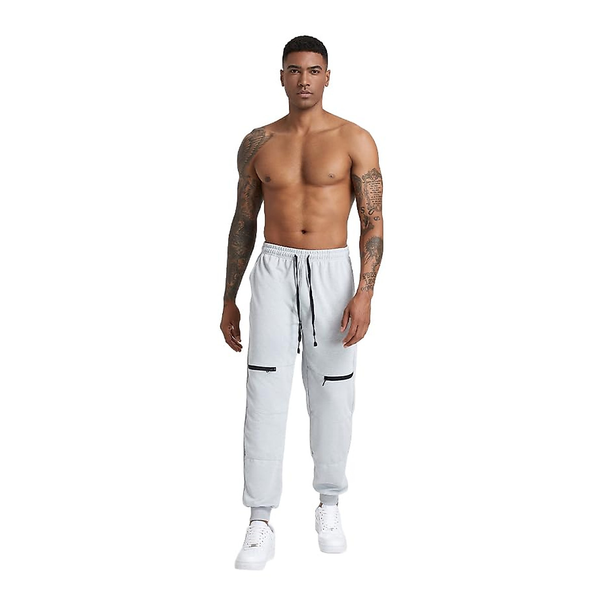 GIROLA Men's Sweatpants, Slim Fit Men Jogger Pants Tapered Gym Workout Pant for Jogging,Casual Athletics,Running,Training Grey