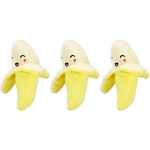 PetSport 3 Pack of Tiny Tots Foodies Banana Plush Dog Toys with Squeakers, 5 Inch