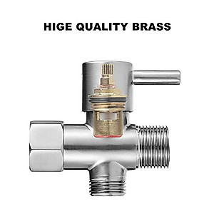 Brass T-Adapter for Bidet, 7/8 1/2 T-Valve Adapter for Bidet Sprayer for Toilet with Shut Off Valve, 3-Way Connector, Chrome Finish, 2 Rubber Mat, T Adapter for Hand Held Bidet Attachment for Toilet