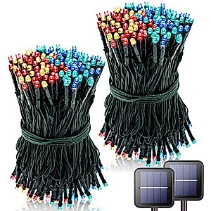 POTIVE 2 Pack Each 42.7 Ft 100 LED Solar String Lights Outdoor Waterproof, Multicolor Mini Solar String Lights, 8 Modes Solar Christmas Lights for Tree Garden Patio Fence Easter Xmas Decorations