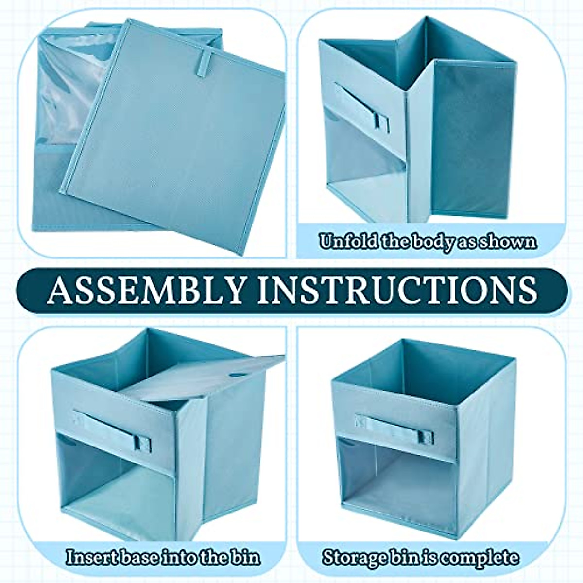 Marsui 8 Pcs Cube Storage Bins with Clear Window 11'' Cube Storage Organizer Bins for Closet with Front Handle Collapsible Storage Cubes Fabric Baskets Box for Collection (Blue, Purple, Rose, Pink)