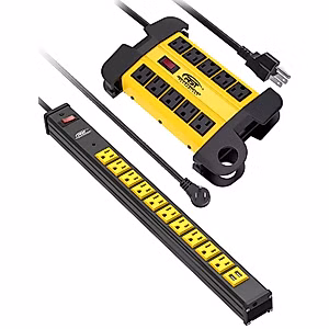 CRST 10-Outlet Heavy Duty Power Strip Surge Protector Metal Power Bar with 2 USB with Long Cord