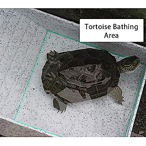 WINGOFFLY Large Reptile Feeding Dish with Ramp and Basking Platform Plastic Turtle Food and Water Bowl Also Fit for Bath Aquarium Habitat for Lizards Amphibians
