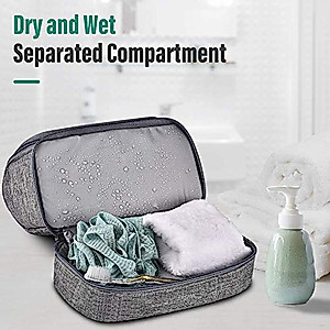 VAGREEZ Toiletry Bag, Upgraded Large Hanging Travel Toiletry Organizer Kit with Heavy-duty Zippers Waterproof Comestic Bag Dop Kit for Women Men (Grey)