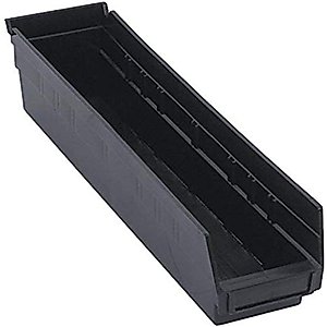 Quantum Storage Systems QSB103BK 20-Pack 4" Hanging Plastic Shelf Bin Storage Containers, 17-7/8" x 4-1/8" x 4", Black