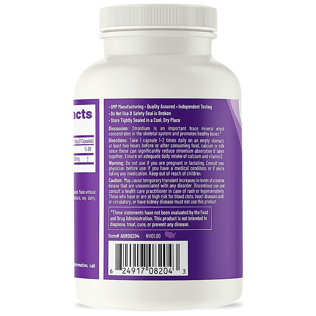 AOR, Strontium Support II, Mineral Support for Bone Health, Vegan, Non-GMO (120 Caps)