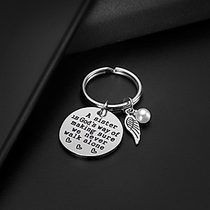 Sister Gift - A Sister is God's Way of Making Sure We Never Walk Alone Sister Keychain Sister Jewelry Christmas Birthday Gifts for Sisters from Sister