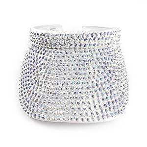 ZEDEKS Bling Victoria Sun Visor Hat!Sparkle Party Rhinestone UPF 50+ Women Beach Hat!Outdoor Sports Fashion Golf Hat,White