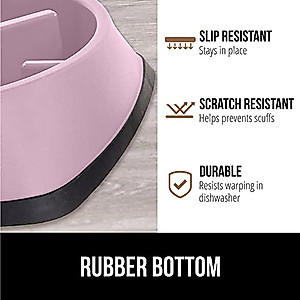 Gorilla Grip Slip Resistant Slow Feeder Cat and Dog Bowl, Slows Down Pets Eating, Prevent Overeating, Feed Small, Large Puppy, Fun Puzzle Design, Dogs Pet Bowls for Dry and Wet Food, 2 Cups, Pink