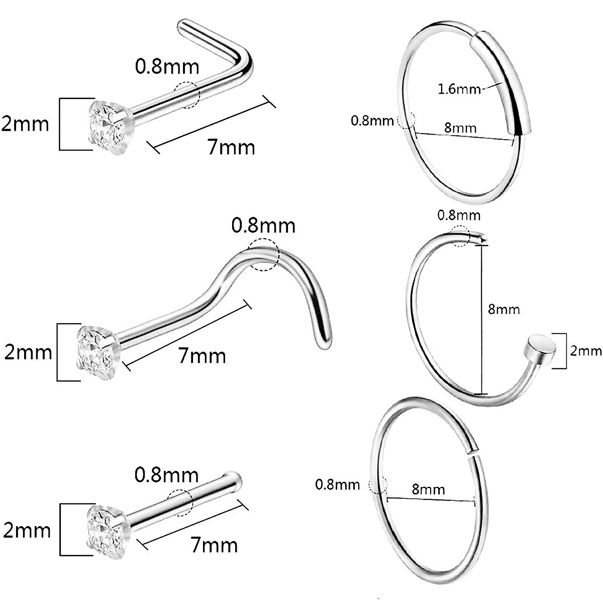 Piercing Kit,Urknall 35pcs Nose Piercing Kit 14G Piercing Needles with Piercing Clamps Stainless Steel Nose studs Nose ring for Nose Piercing Supplies
