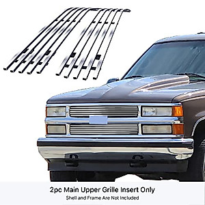APS Compatible with Chevy Blazer C K Pickup Suburban Tahoe 1994-1999 Main Upper Stainless Steel Chrome Billet Grille Grill Insert C65706A