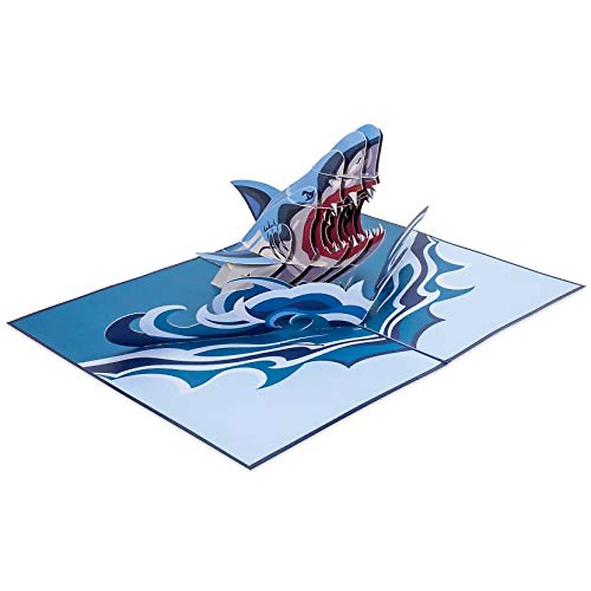 Paper Love 3D Pop Up Fathers Day Card, Shark, For Husband, Son, Anyone, All Occasion, Handmade - 5" x 7" Cover - Includes Envelope and Note Tag