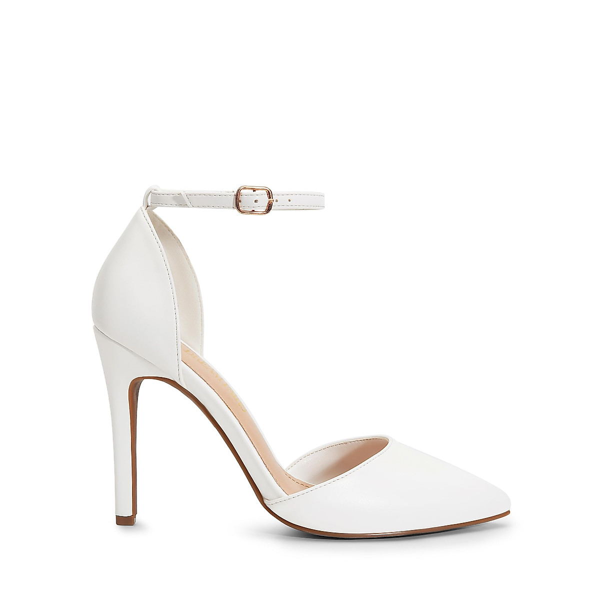 DREAM PAIRS Women's Oppointed-Lacey Pointed Toe Ankle Strap High Heel Stiletto Pumps Wedding Dress Shoes,Size 8,White/Pu,Oppointed_Lacey