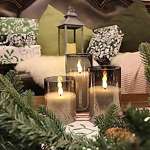 Rhytsing Gray Glass Battery Operated LED Candles with Remote, Flameless Candle Gift Set, Warm White Light - Include 6 Batteries