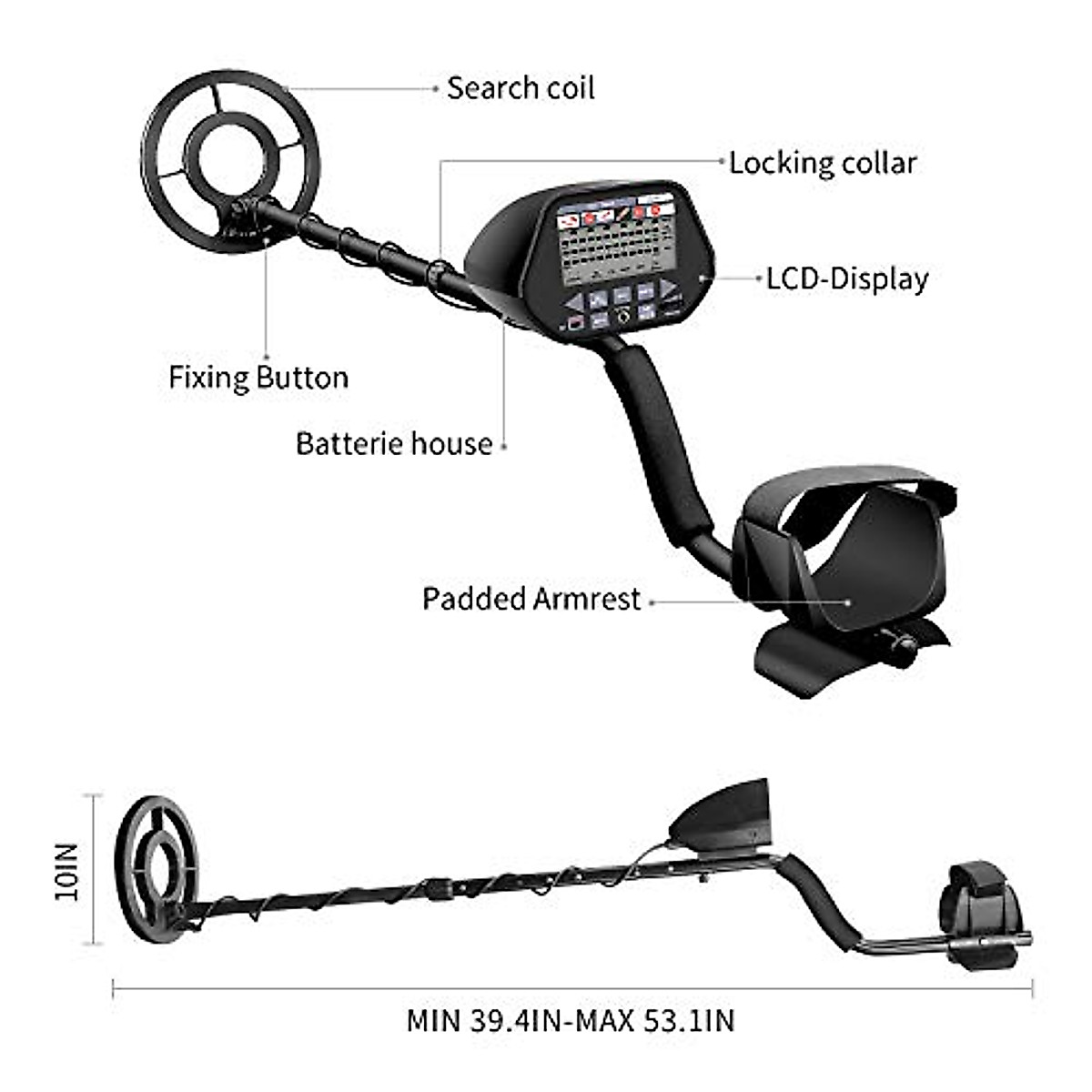 Metal Detector, Professional High Accuracy Metal Detector for Adults & Kids, Adjustable Beach Waterproof Gold Detector with Pinpoint & Sensitive Search Coil, with Multiple Audio Prompts &DISC Modes