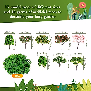 Canlierr 58 Pieces Miniature Fairy Garden Accessories Outdoor DIY Micro Landscape Ornaments Include Mixed Model Trees, Faux Green Moss, Mini House Animal Yard Figurines for Dollhouse Craft