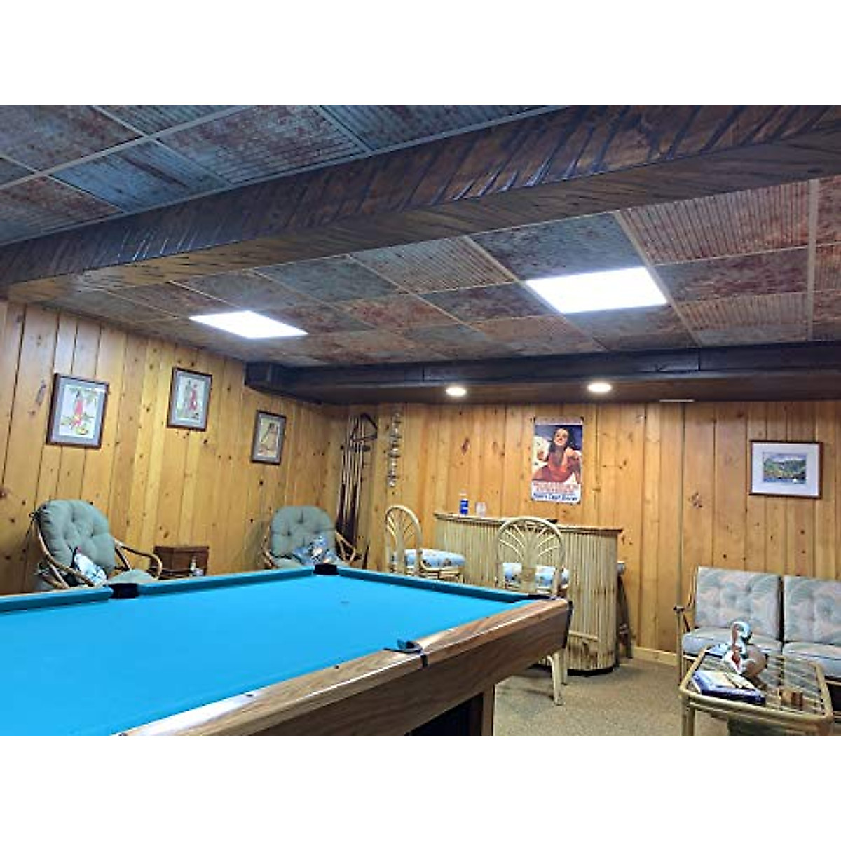 From Plain To Beautiful In Hours 261 Ridged Metal PVC 2' x 4' Lay-in Ceiling Tile (Covers / 8 sq.ft), Old Tin Roof, 1 Piece