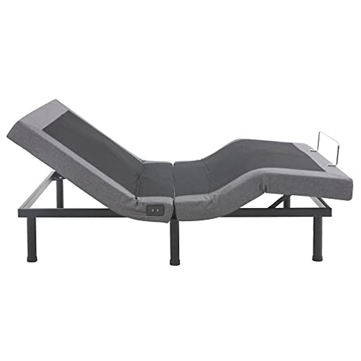 Adjustable Comfort Upholstered Adjustable Bed Base with Massage, Wireless Remote, Three Leg Heights, and USB Ports-Ergonomic, Full, Black