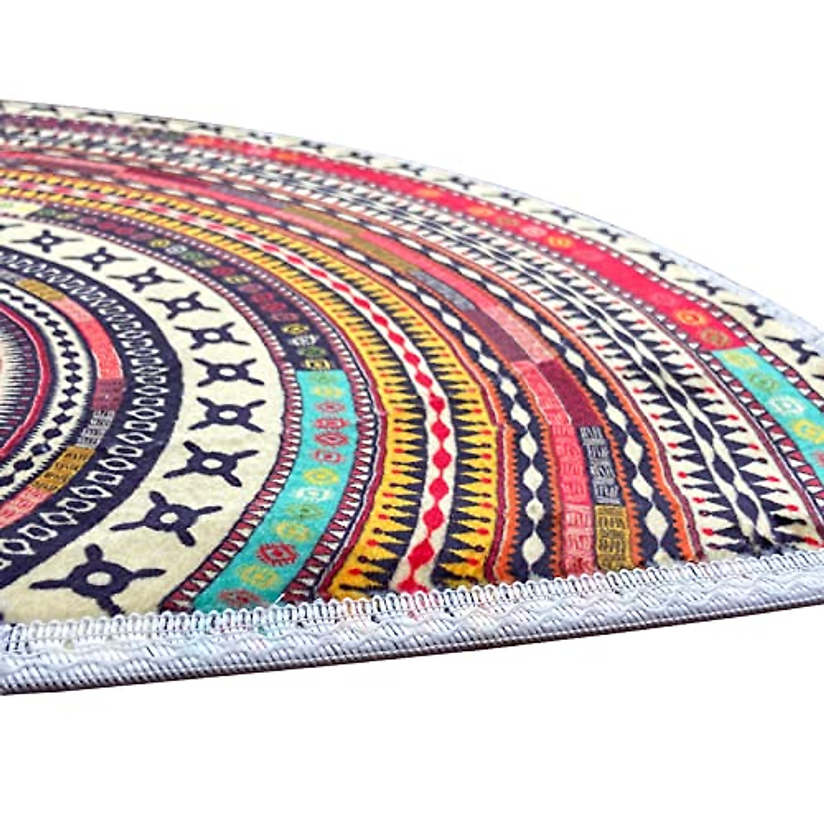 yolecan Half Round Bohemian Bathroom Rug,Ultra Soft and Water Absorbent Bath Mat,Boho Mandala Bath Carpet, Machine Wash/Dry, for Tub, Kitchen, and Indoor, 30x 20inch