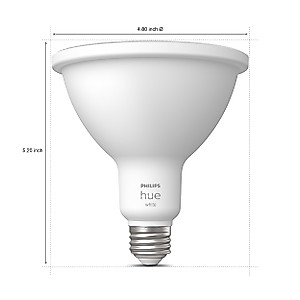 Philips Hue White PAR38 LED 100W Equivalent Waterproof Dimmable Smart Wireless Flood Light Bulb (2 Pack)