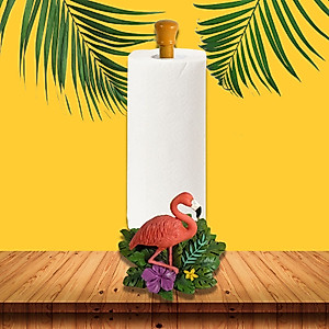 Paper Towel Holder with Tropical Flamingo Freestanding Countertop Exoctic Island-Inspired Style Décor