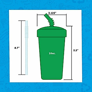 Re-Play Made in USA 2pk Straw Cups with Reversible Straws | Eco Friendly Recycled HDPE Cup Base - Virtually Indestructible | Bright Pink, Orange