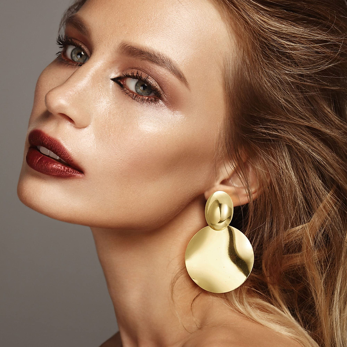 BESTEEL Gold Statement Earrings for Women Boho Large Gold Plated Drop Dangle Geometric Exaggerated Earrings Set Hypoallergenic Punk Stylish Sectored Twisted Flower Ginkgo Leaf Earrings Jewelry Multipack Gift 12 Pairs