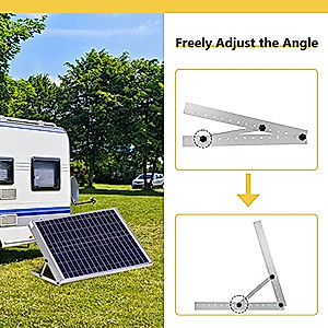Powrocket Adjustable Solar Panel Tilt Mount Brackets,22 inch Solar Panel Racks with Foldable Tilt Legs on Flat Surface for Off-Grid Systems RV, Roof, Boat