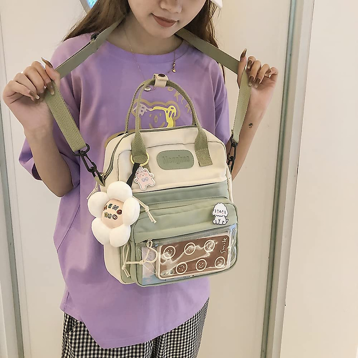 JQWSVE Kawaii Backpack with Kawaii Pins & Accessories Kawaii Aesthetic Backpack Cute Ita Bag Japanese Backpack JK Uniform Bag